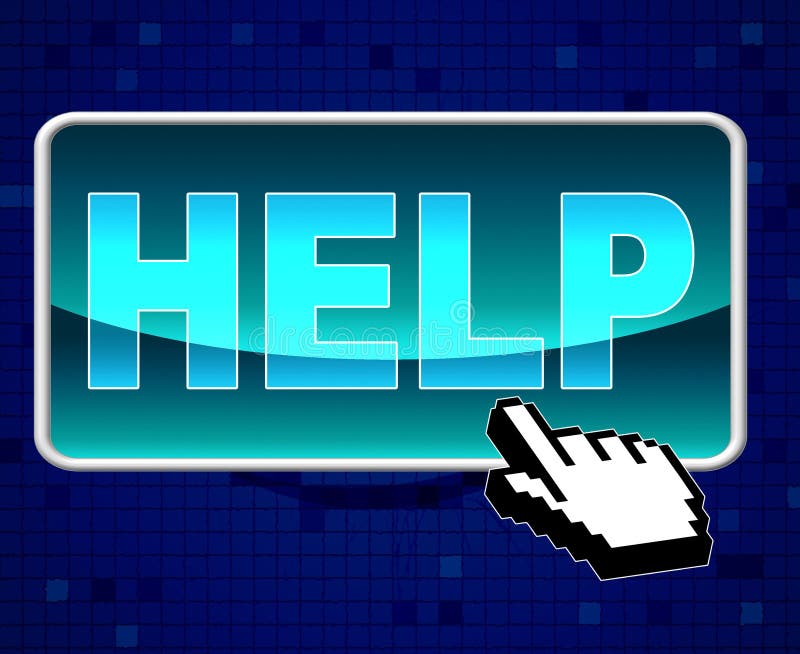 Help Button Shows Support Assistance and Aid Stock Illustration ...