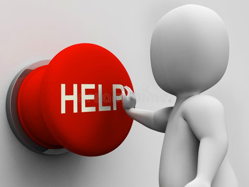 Help Button Shows Support Assistance and Aid Stock Illustration ...