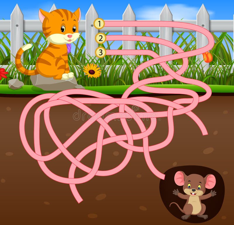 Help the Cat To Find the Mouse! Stock Vector - Illustration of brain ...