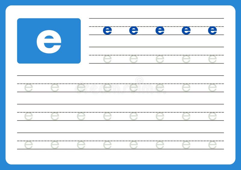 Alphabet Small Letter E Tracing Worksheet Stock Illustration ...