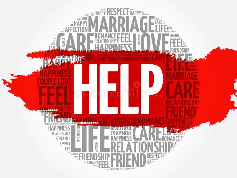 HELP Circle Word Cloud Collage Stock Illustration - Illustration of ...
