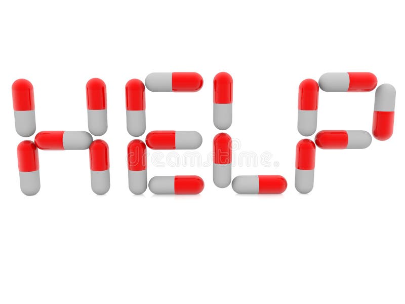 Help Concept Build from Red and White Pills on White Stock Illustration ...