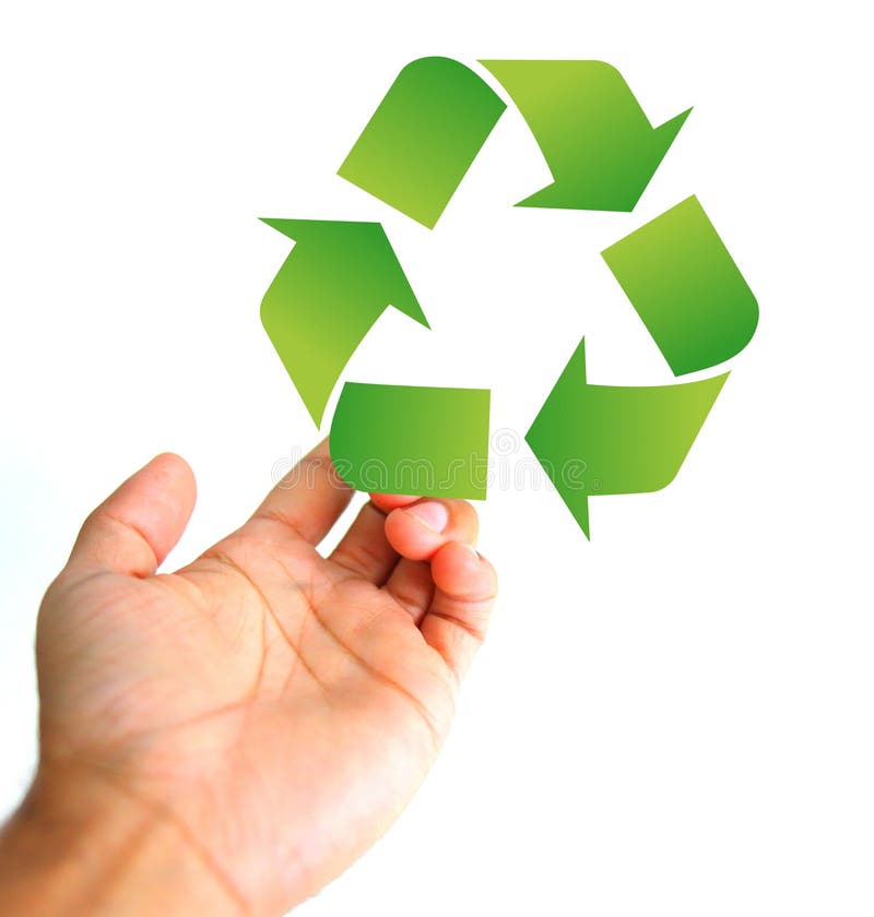 Help Concept. Hand Holding a Recycle Sign Stock Illustration ...