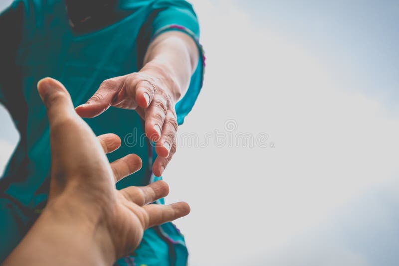 Help Concept Hands Reaching Out To Help Each Other. Stock Photo - Image ...