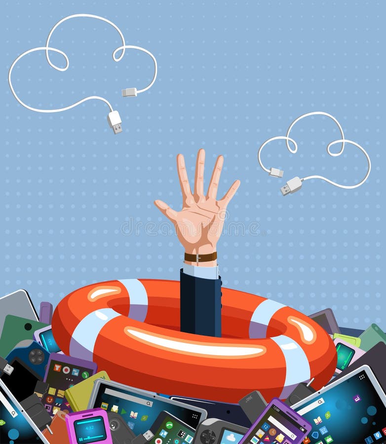 Drowning in Data Too Much Overwhelming Information Stock Illustration ...