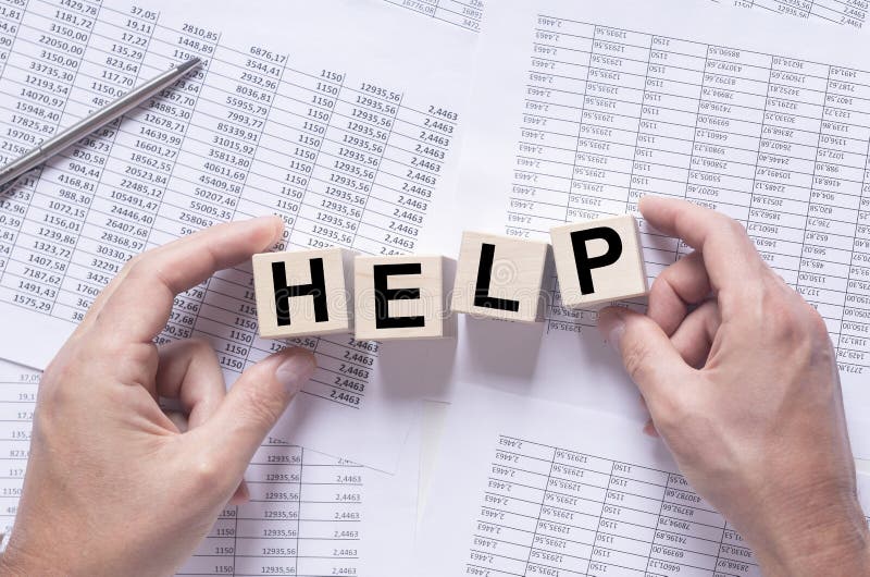 Help Concept Word on Financial Business Documents, Top View Stock Photo ...