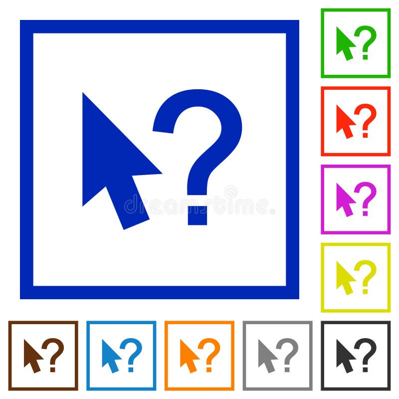 Help Cursor Framed Flat Icons Stock Illustration - Illustration of ...
