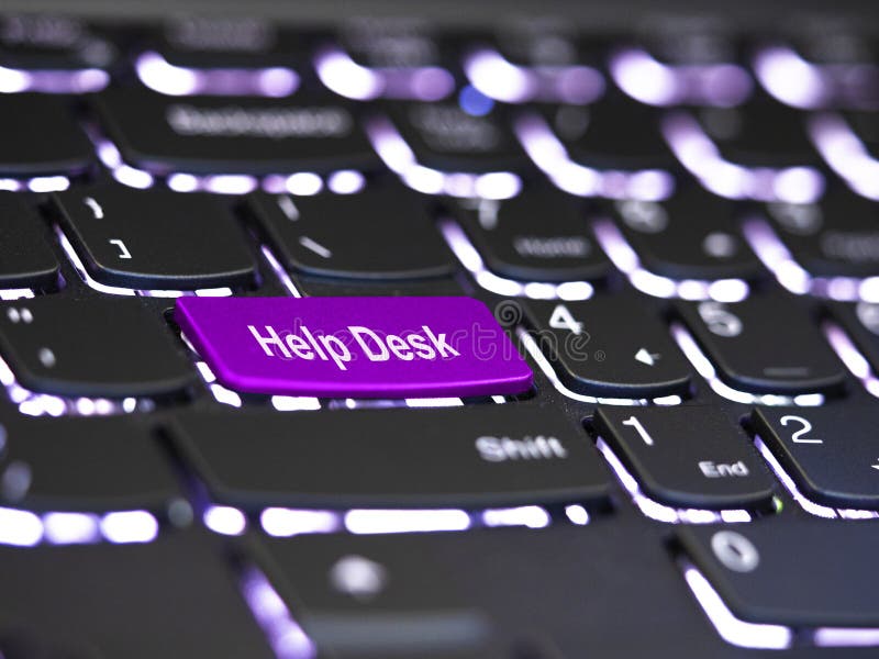 Keyboard - Enter Key Replace with a Purple Help Desk Key Stock Image ...