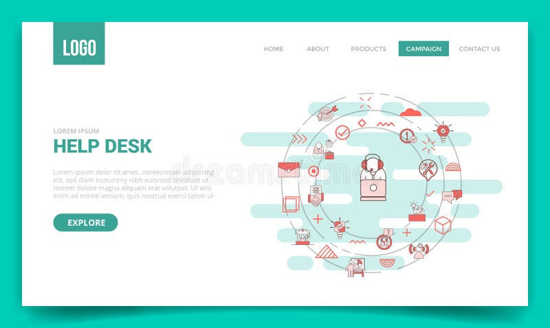 Help Desk Concept with Circle Icon for Website Template or Landing Page ...