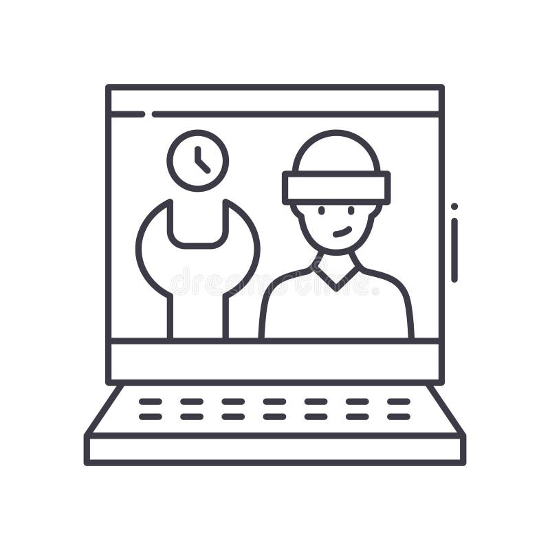 Desk Icon, Black Vector Sign with Editable Strokes, Concept ...