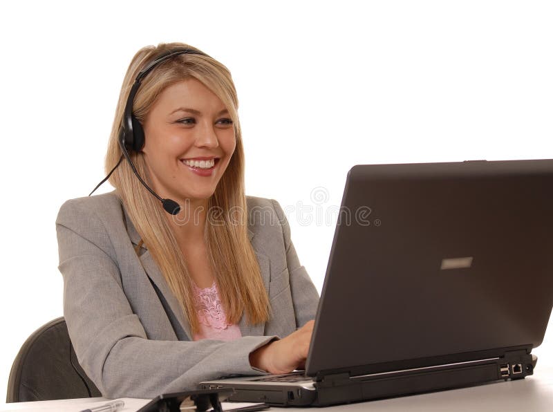 Help Desk Girl Smiling stock photo. Image of wireless - 1027712