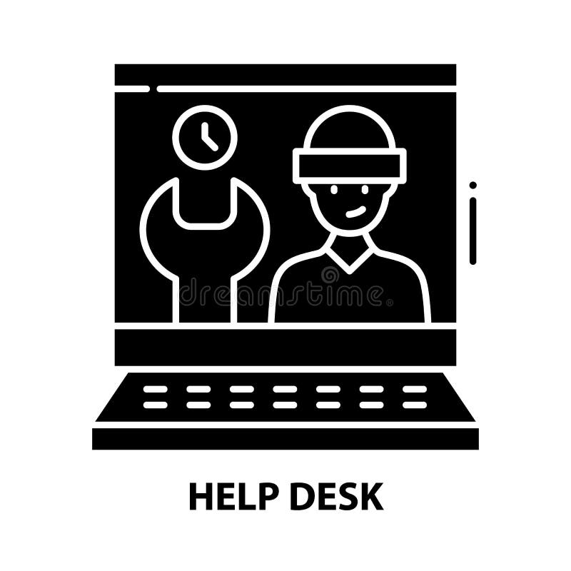 Desk Icon, Black Vector Sign with Editable Strokes, Concept ...