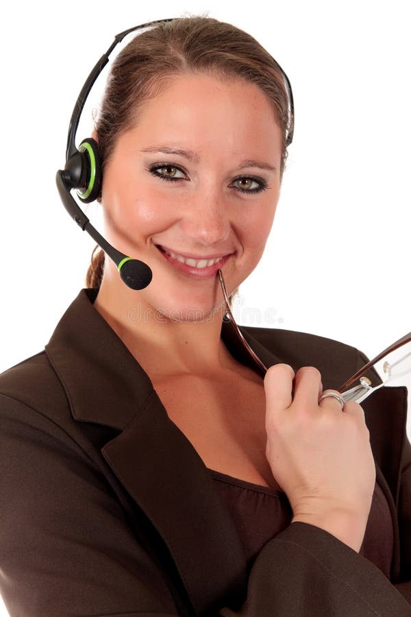 Help Desk Woman Communicating Stock Image - Image of stylish, studio ...
