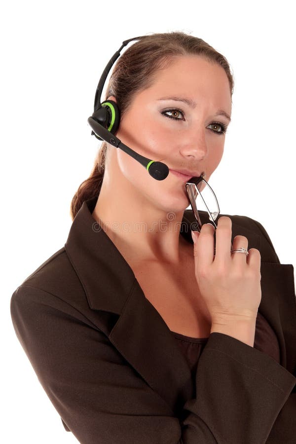 Help Desk Woman Communicating Stock Photo - Image of microphone ...