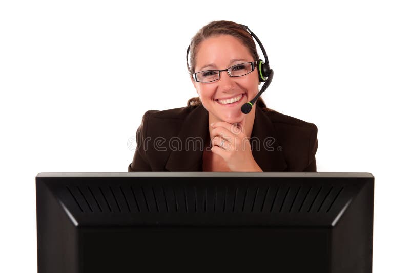 Help desk woman computer stock photo. Image of executive - 15632208