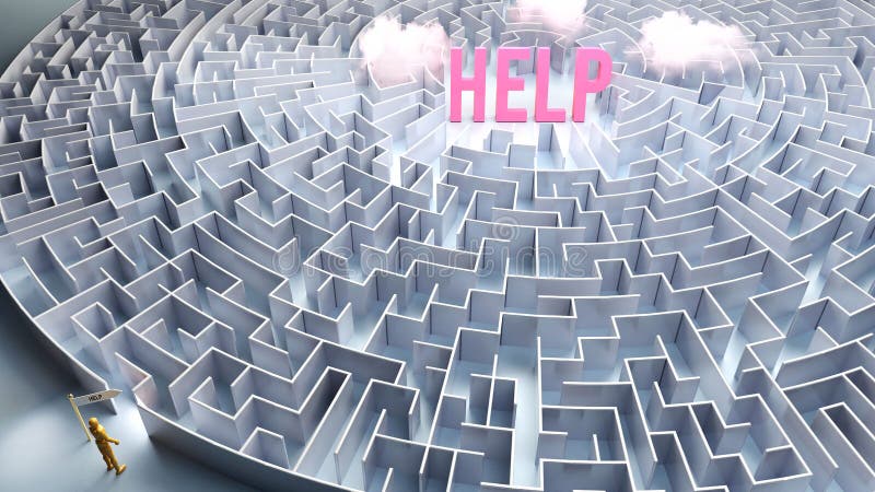 Help and a Difficult Path To Reach it Stock Illustration - Illustration ...