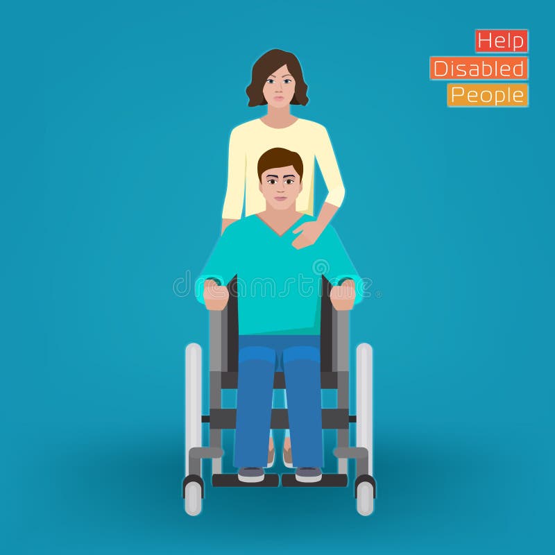 Help Disabled People, Vector Illustration Stock Vector - Illustration ...