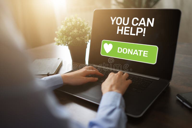 Help and Donation Button on Device Screen. Stock Photo - Image of ...