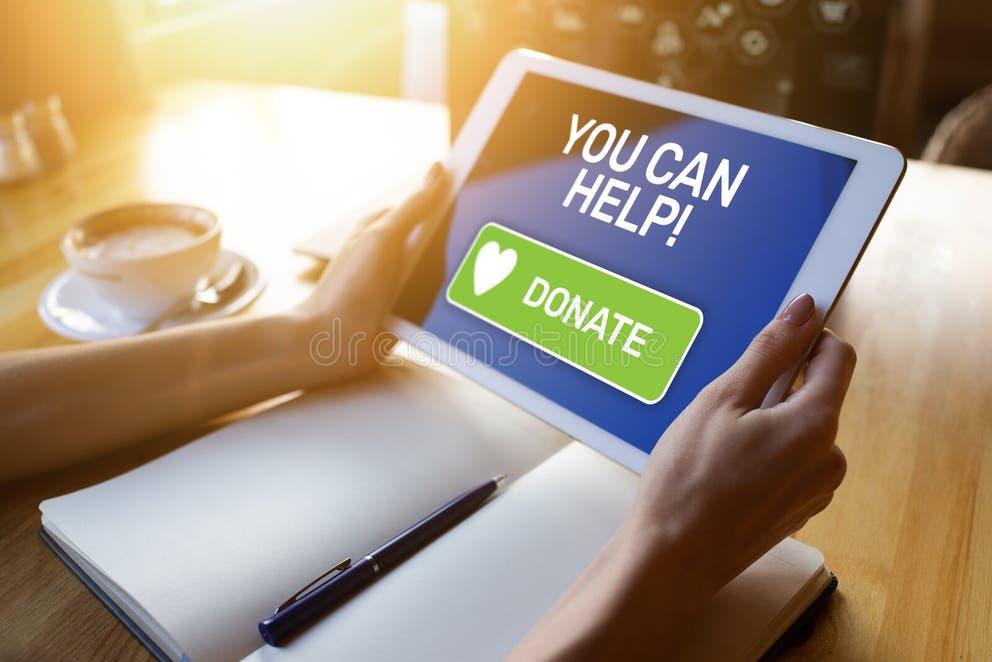 Help and Donation Button on Device Screen. Stock Image - Image of ...