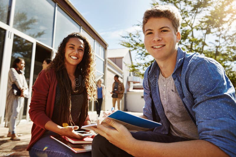 We Help Each Other by Sharing Our Knowledge. Two Students Studying ...