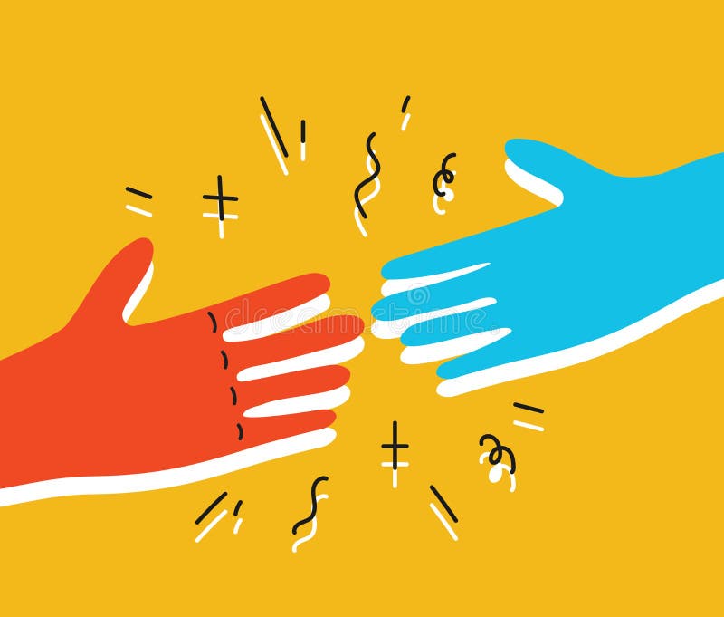 Help and Empathy Concept Two Hands Helping One Another Vector Simple ...
