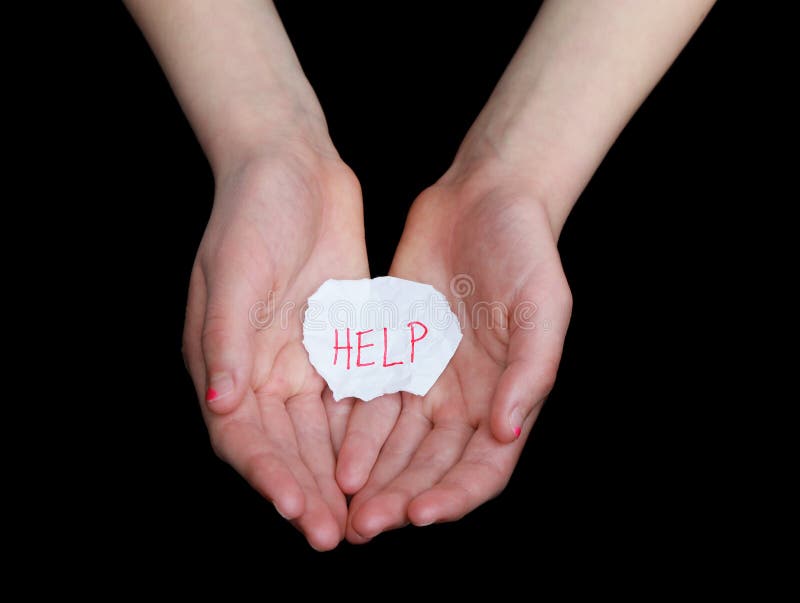 Help in Girls Hands stock photo. Image of afraid, note - 208079108
