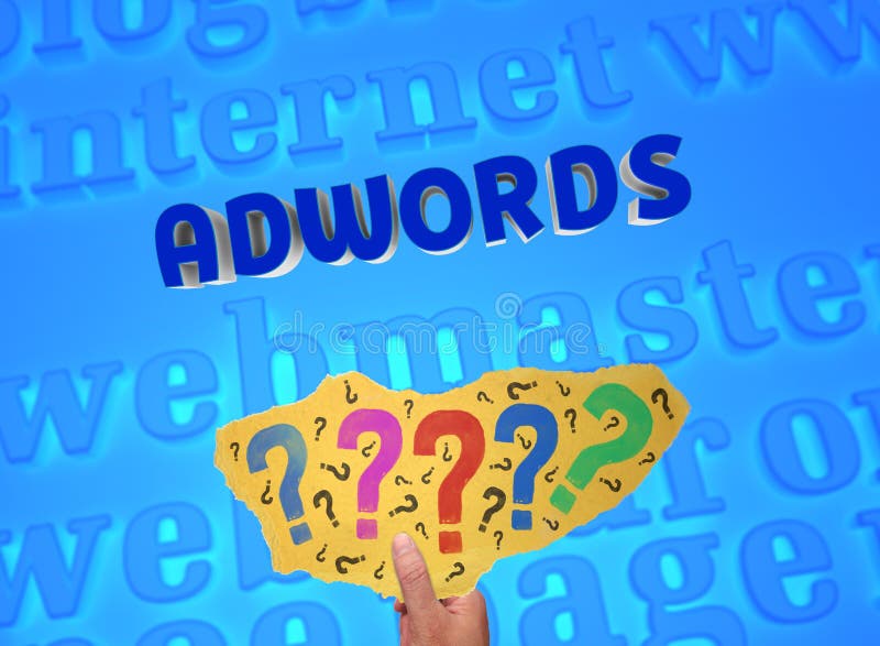 Adwords, question mark stock illustration. Illustration of hand - 125880628