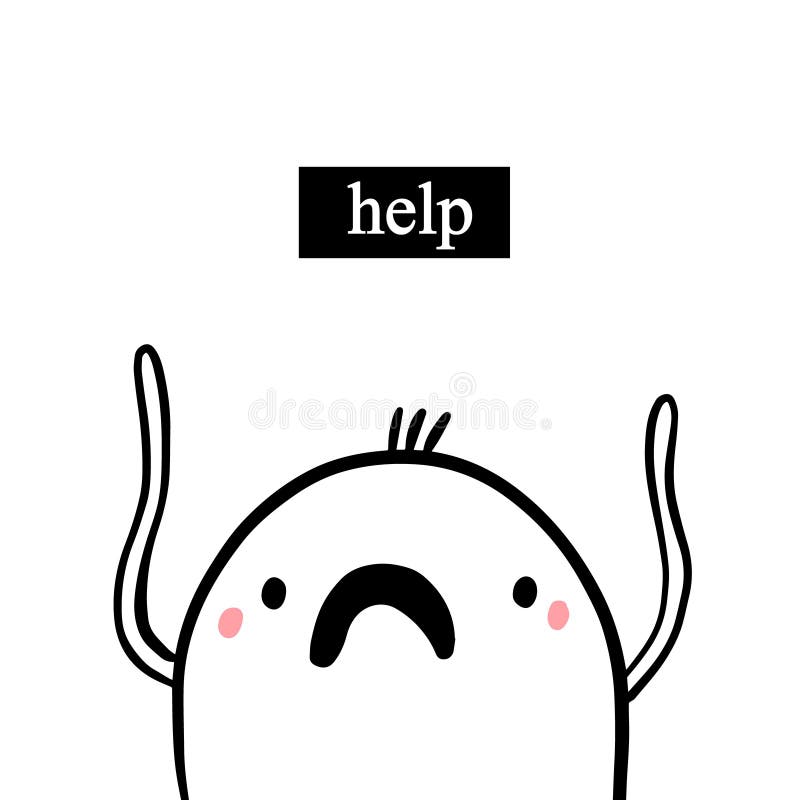 Help Hand Drawn Illustration with Cute Marshmallow in Cartoon Style ...