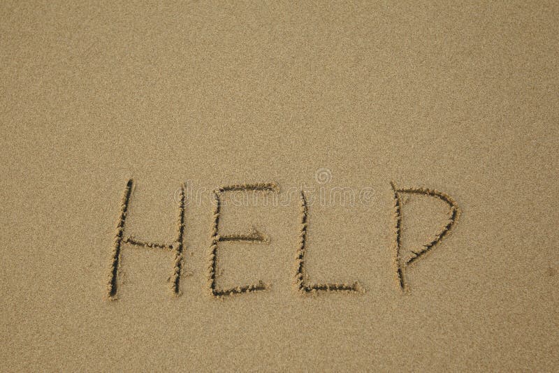 Help - Handwritten on the Soft Beach Sand. Stock Image - Image of love ...