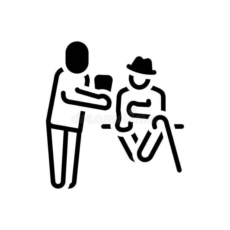 Black Solid Icon for Help, Helping and Elderly Stock Illustration ...