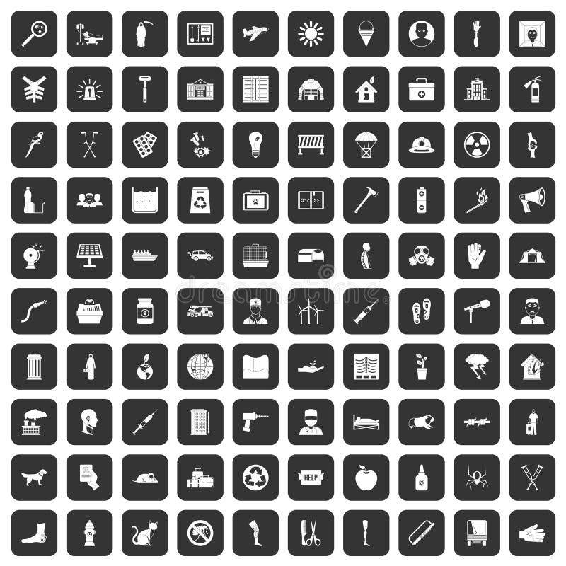 100 help icons set black stock vector. Illustration of carrying - 120260587