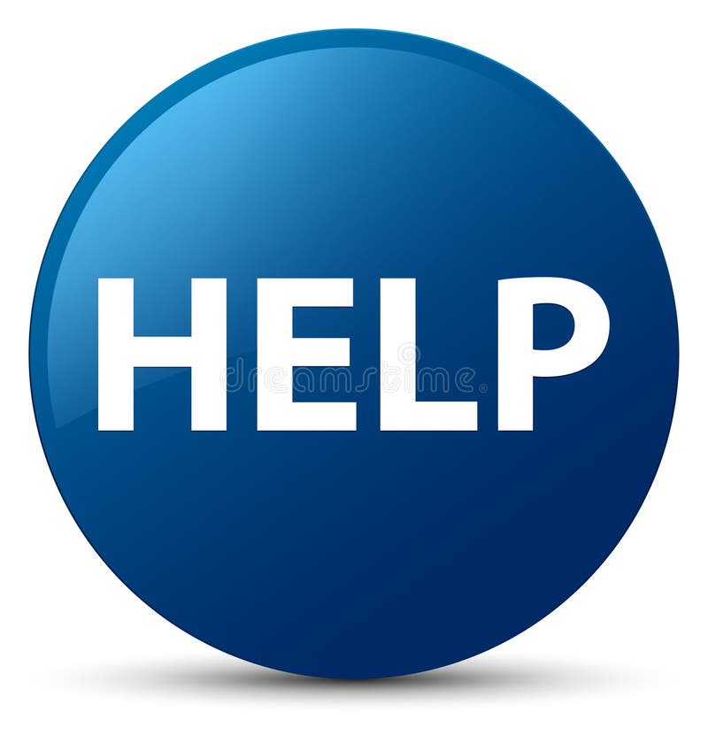 Help blue round button stock illustration. Illustration of text - 105973716