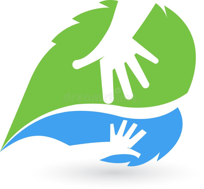 Think Green Human Hand on Leaf Stock Illustration - Illustration of ...