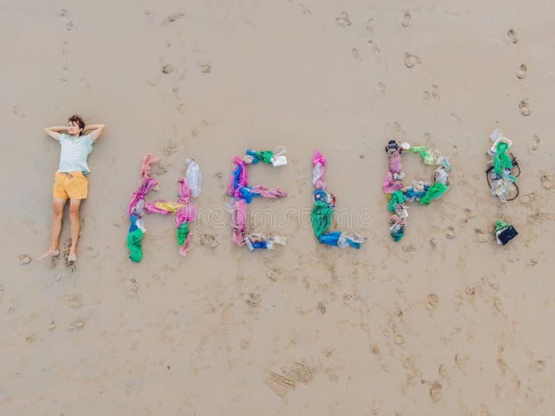 Help Lettering Made from Trash on the Beach Stock Image - Image of junk ...