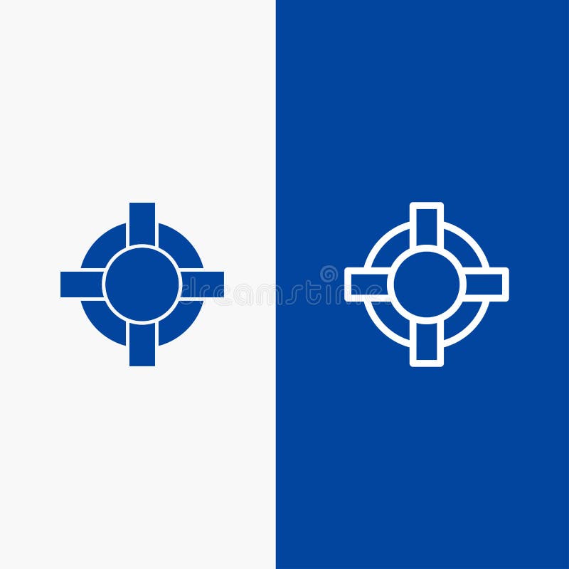 Help, Lifesaver, Support Line and Glyph Solid Icon Blue Banner Line and ...