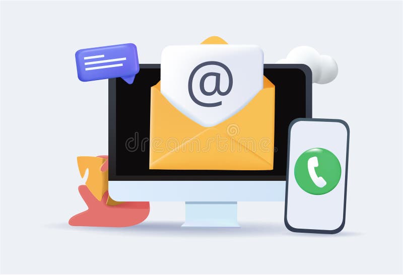 Help Line Abstract Concept 3D Vector Illustration. Get in Touch ...