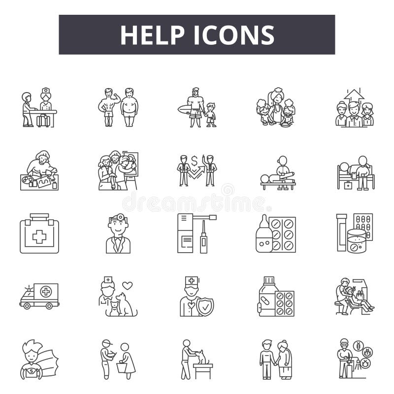 Help Line Icons, Signs, Vector Set, Outline Illustration Concept Stock ...