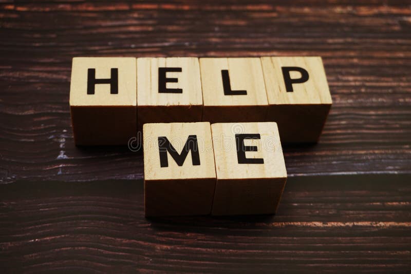 Help Me Alphabet Letter with Space Copy on Wooden Background Stock ...