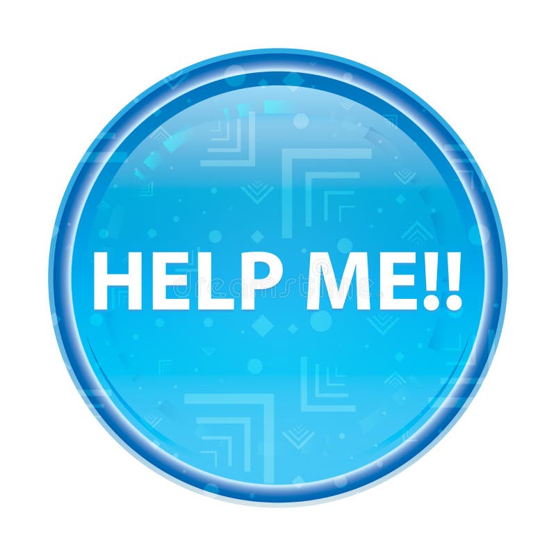 Help Me!! Floral Blue Round Button Stock Illustration - Illustration of ...