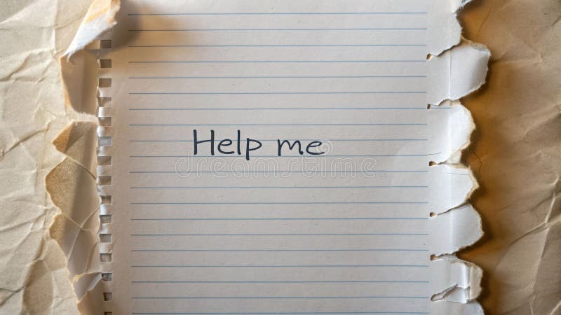 Help Me Message Written on Torn Paper with Burnt Edges Symbolizing ...