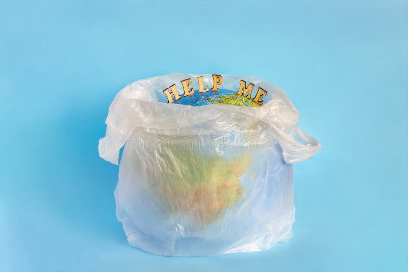 Planet Earth in Polyethylene Plastic Disposable Bag Stock Image - Image ...