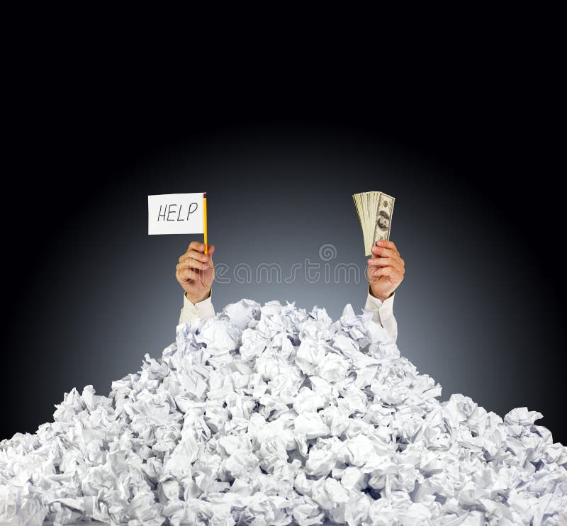 Help Me! Person Under Crumpled Pile of Papers Stock Image - Image of ...