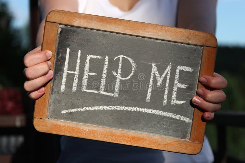 HELP ME stock image. Image of female, wooden, chalk - 106625605