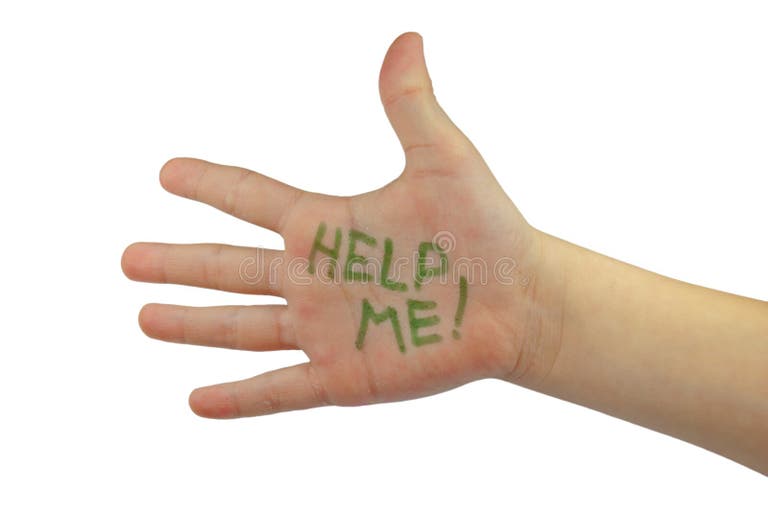 Help Me! Written on the Child S Hand Stock Image - Image of hand ...