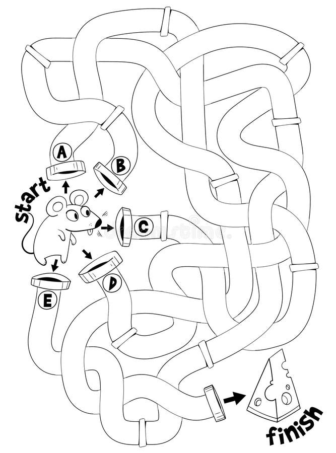 Help the Mouse through the Labyrinth. Children Logic Game To Pass the ...