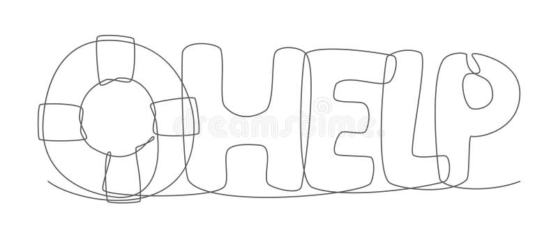 Help One Line Drawing Isolated on White Background Stock Vector ...