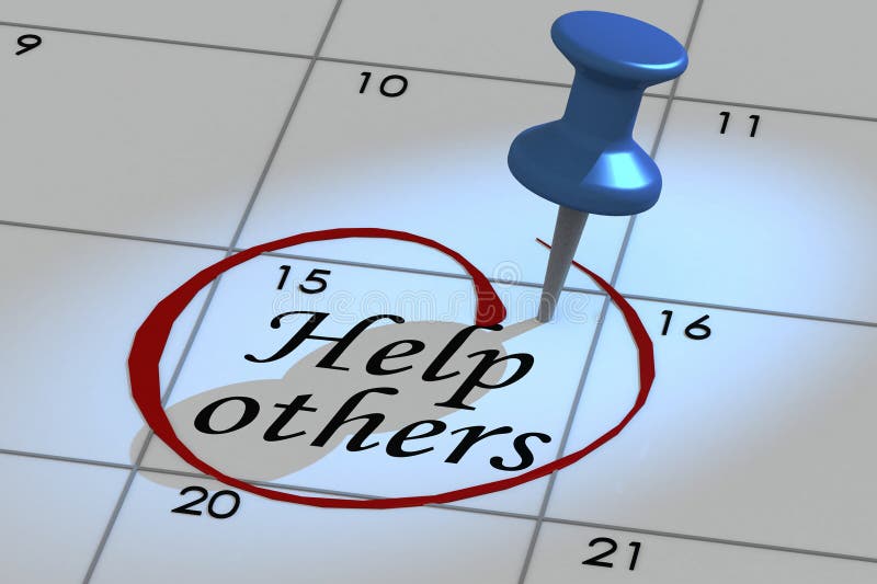 Help Other Word Marked on Calendar with Push Pin Stock Illustration ...