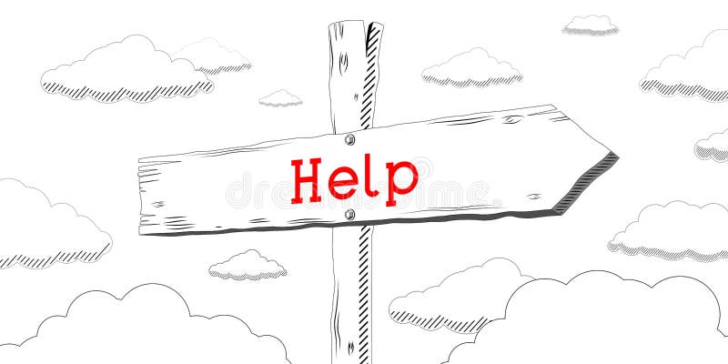 Help - Outline Signpost with One Arrow Stock Illustration ...