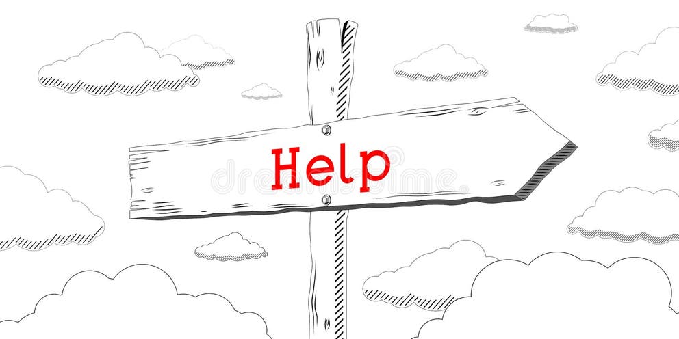 Help - Outline Signpost with One Arrow Stock Illustration ...