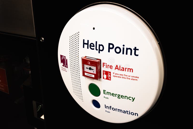 Circular Help Point Signboard with Buttons for Fire, Emergency, and ...